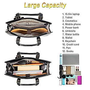 MATEIN 14 Inch Laptop Bag for Women, Lightweight PU Leather Computer Briefcase, Ladies Business Office Work Bag with USB Charging Port, Fashion Waterproof Shoulder Bag Handbags Purse 2pcs Set, Black