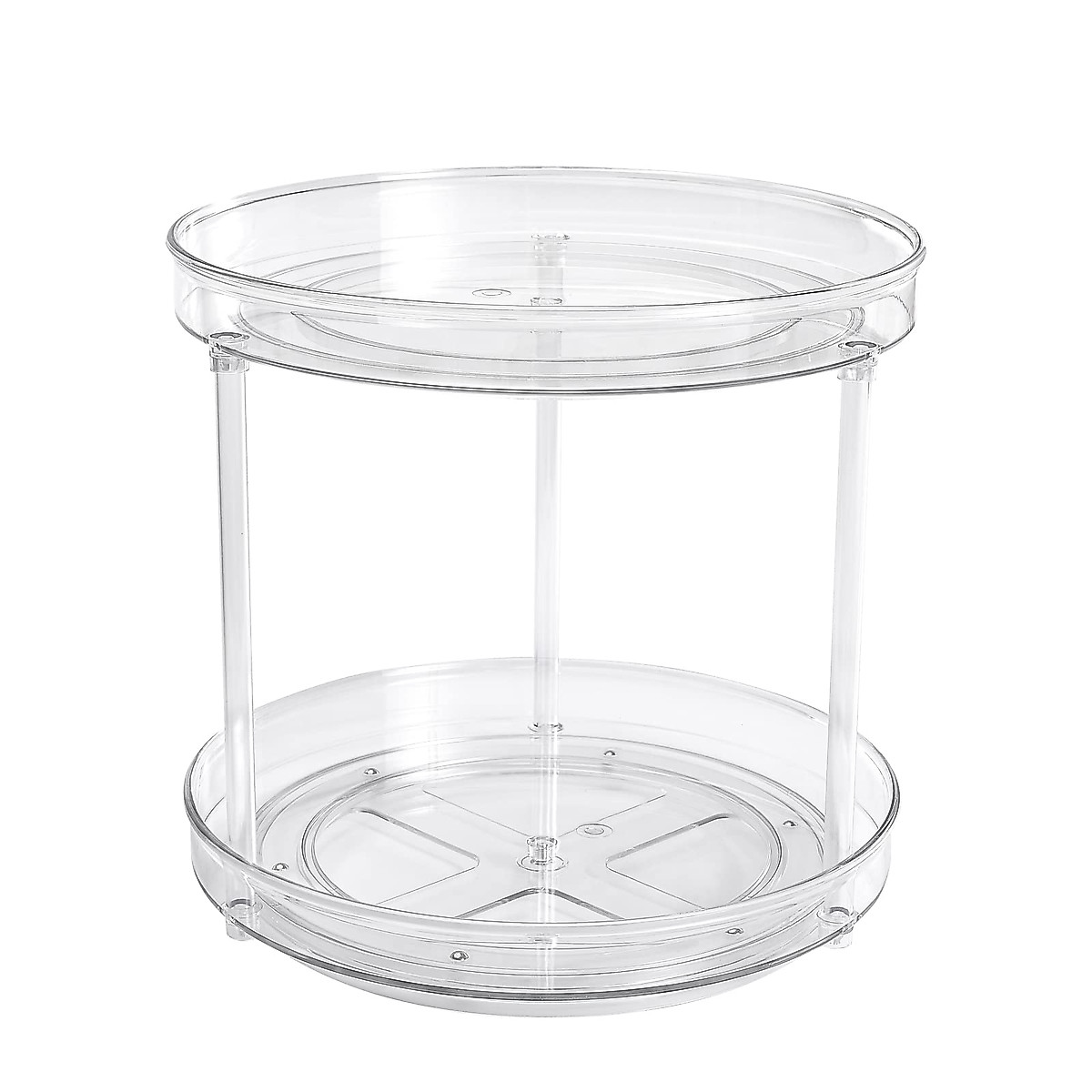 LEEYUBAY Lazy Susan Organizer Plastic Clear Lazy Susan Turntable for Cabinet 10.6" Round Rotating Spice Rack Cosmetic Makeup Organizers for Kitchen Vanity Countertop Fridge Bathroom