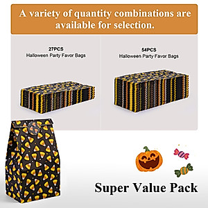 JOHOUSE 54PCS Party Favor Bags, Halloween Treat Bags Candy Corn Goodie Bags with Stickers Trick or Treat Bags for Kids Halloween Party Supplies 4.7" x 3.1" x 8.7"