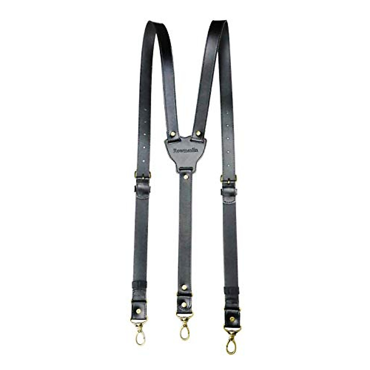 Rowmanlin Mens Suspenders with Snap Hooks on Belt Loops Genuine Cowhide Leather Adjustable Tuxedo Wedding for Gifts
