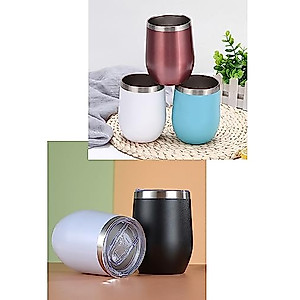 Insulated Coffee Mug with Lid, Double Wall Stainless Steel Vacuum Insulated Wine Tumbler Cup, Travel Coffee Cup Thermal Cup for Home and Office(Rose Gold,12oz)