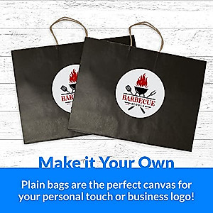 Reli. (60 Pcs Paper Shopping Bags, Black | 16x6x12 | Large Paper Bags with Handles | Strong Large Shopping for Boutique | Kraft | Use for Take Out/To Go, Retail,Restaurant (Twist Handles)