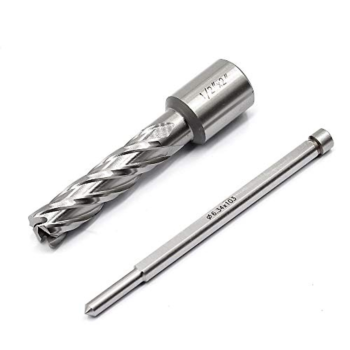 Annular Cutter JESTUOUS 3/4 Inch Weldon Shank 1/2 Cutting Diameter 2 Cutting Depth with Pilot Pin Slugger Bits Two Flat HSS Kit for Magnetic Drill Press,1 Piece