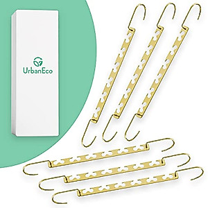 UrbanEco Golden Space Saving Hangers Organizer for Clothes - Closet Metal Hanger for Heavy Clothes - Space Saver Hanger for Dorm Room - Collapsible Dual Hook Magic Hanging Storage Organizer (6 Pack)