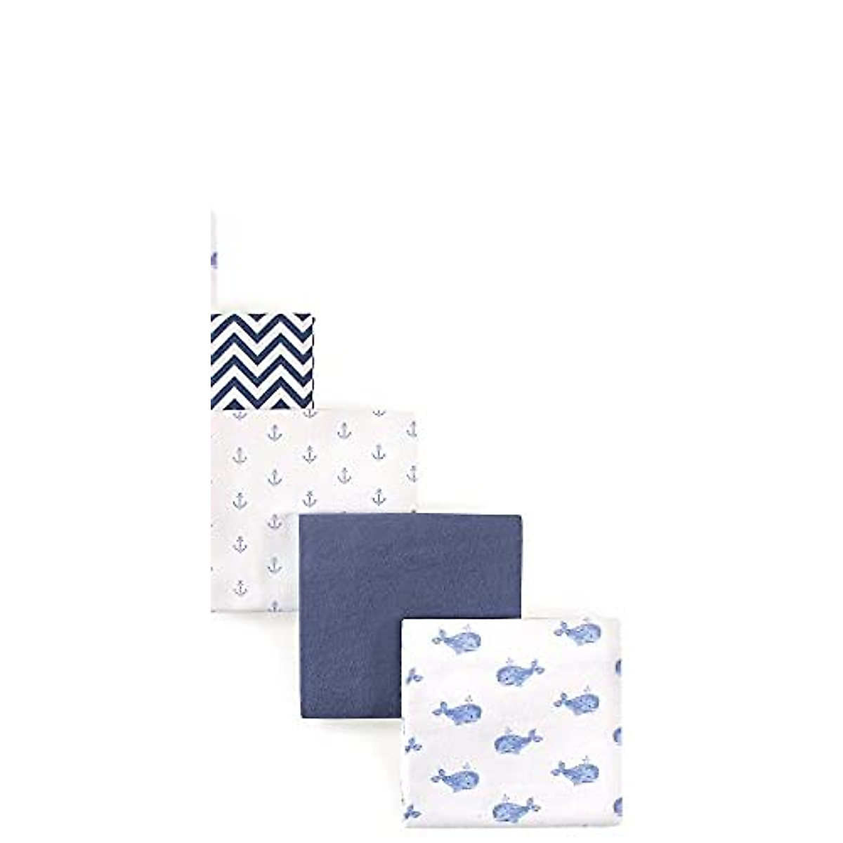 Hudson Baby Unisex Baby Cotton Flannel Receiving Blankets Bundle, Blue Whale, One Size