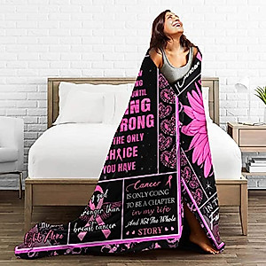 Breast Cancer Awareness Blanket Throw, Breast Cancer Survivor Gifts for Women Girls, Pink Ribbon Bed Blankets Ultra Soft Fleece Warm Cozy for Couch Bed Sofa 60x50 Inch