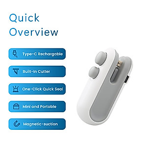 LX IntMfr. Mini Bag Sealer, USB-C rechargeable Bag Sealer, 2 in 1 Bag Sealer Heat Seal with Cutter and Magnet, Mini Bag Resealer Machine for Plastic Bags Snack Bags. Authorized Seller: Luke X