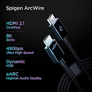 Spigen 8K HDMI Cable 6.6ft 48Gbps Ultra High Speed HDMI 2.1 Certified 8K 60Hz 4K 120Hz Dynamic HDR eARC Dolby Vision HDMI for MacBook M2 M1 Pro 2021 Apple Roku Fire Samsung TV Xbox PS5 PS4