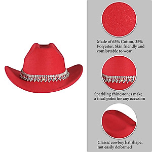 Womens Rhinestone Cowgirl Cowboy Hat Wide Brim Diamond-Glitter-Western-Cowboy Hat Bling Cowgirl Hat for Women with Tassel