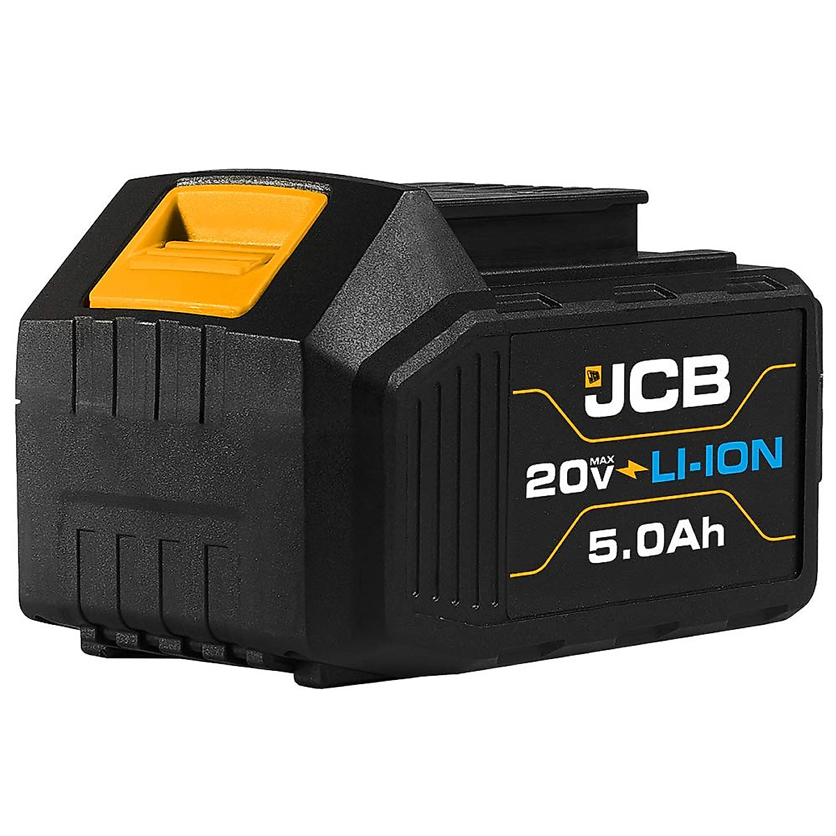 JCB Tools - JCB 20V Lithium-Ion 5.0Ah Battery With Charge Remaining Indicator And 2.4A Fast Charger - For JCB 20V Power Tools, Drills, Saws, Jigsaw, Angle Grinder, Miter Saw, LED Work Light, Recip Saw