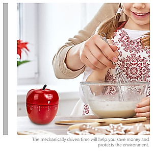 Cabilock 2Pcs Kitchen Cooking Timer Fruit Shaped Mechanical Timer Decorative Wind Up Countdown Alarm for Cooking Baking Study Classroom (Green+Red)