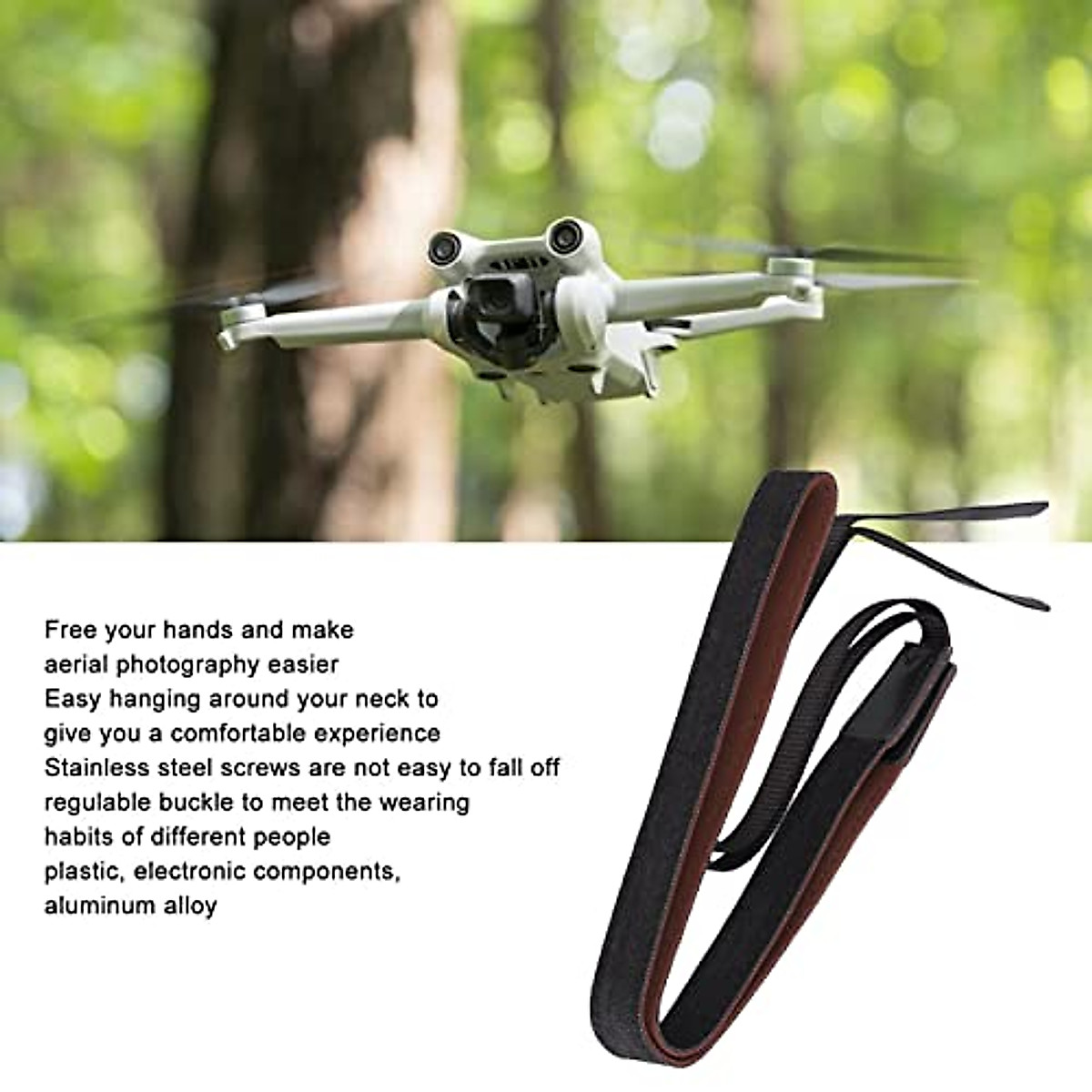 Drone Controller Lanyard 75cm Aluminum Alloy Folded Lanyard for Mini 3 Pro Controller for Mini 3 Pro Controller Black