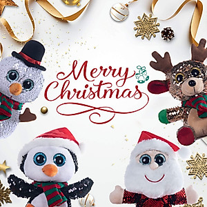 My OLi 7" Plush Christmas Stuffed Animals Flip Sequin Plush Christmas Santa Claus Penguin Snowman Reindeer Plush Toys Pack of 4 Christmas Ornaments for Kids