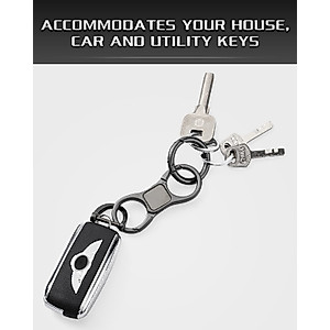 DAYGOS Car Keychain Clip with Quick Release Key Rings, Universal Key Fob Holder with 4 Detachable Keyrings, Heavy Duty Car Keychain Organizer for Men and Women