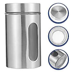 MAGICLULU Visible Kitchen Storage Tank 950ml Stainless Steel Storage Box Dry Food Storage Jar Tea Storage Tank Airtight Canister