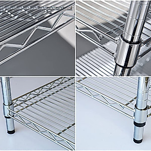 lesolar 4-Tier Storage Shelving Unit 70.8''x 17.7''x 61'' Large Heavy Duty Storage Shelves Metal Storage Rack Standing Storage Shelf for Kitchen Restaurant Warehouse Hospital Laboratory Pharmacy