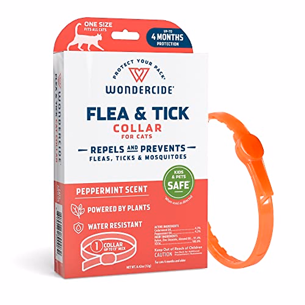 Wondercide - Flea and Tick Cat Collar - Flea, Tick, and Mosquito Repellent, Prevention for Cats - with Natural Essential Oils - Pet and Family Safe - Up to 4 Months Protection