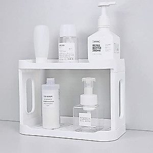 FIZZOQI Double Plastic Storage Rack Family Bathroom Kitchen Storage Rack Sundries Storage Rack Cosmetics Storage Rack Creative Office Desktop Rack