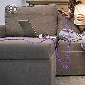 Light up iPhone Charger Cord, LED Lightning Cables 1 Pack | Apple MFi Certified | USB Fast Charging Cord for Apple iPhone 13 12 11 Pro Max XR XS X/8Plus/7Plus/6Plus/5s/iPad More (6FT, Purple)