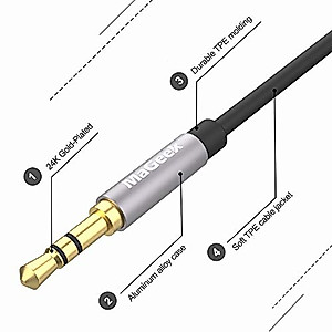MaGeek 3.5mm Audio Aux Cord, Male to Male Auxiliary Audio Cable Compatible with Beats Headphones, iPhone, iPod, iPad, Car Audio, or Any Audio Device with 3.5mm Aux Port (Black) (1-Pack_10ft)