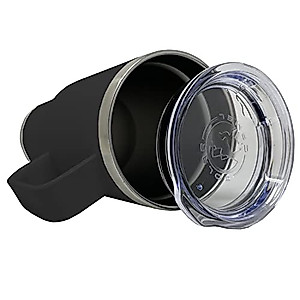 LaserGram 20oz Vacuum Insulated Travel Mug with Handle, Freight Train, Personalized Engraving Included (Black)