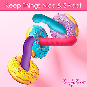 SIMPLY SWEET 21X Vibrating Ribbed Silicone Dildo with Remote for Women, Men & Couples. 3 Speeds and 7 Patterns of Vibration. Flexible Shaft, Harness Compatible Suction Base, Rechargeable. Ribbed, Pink