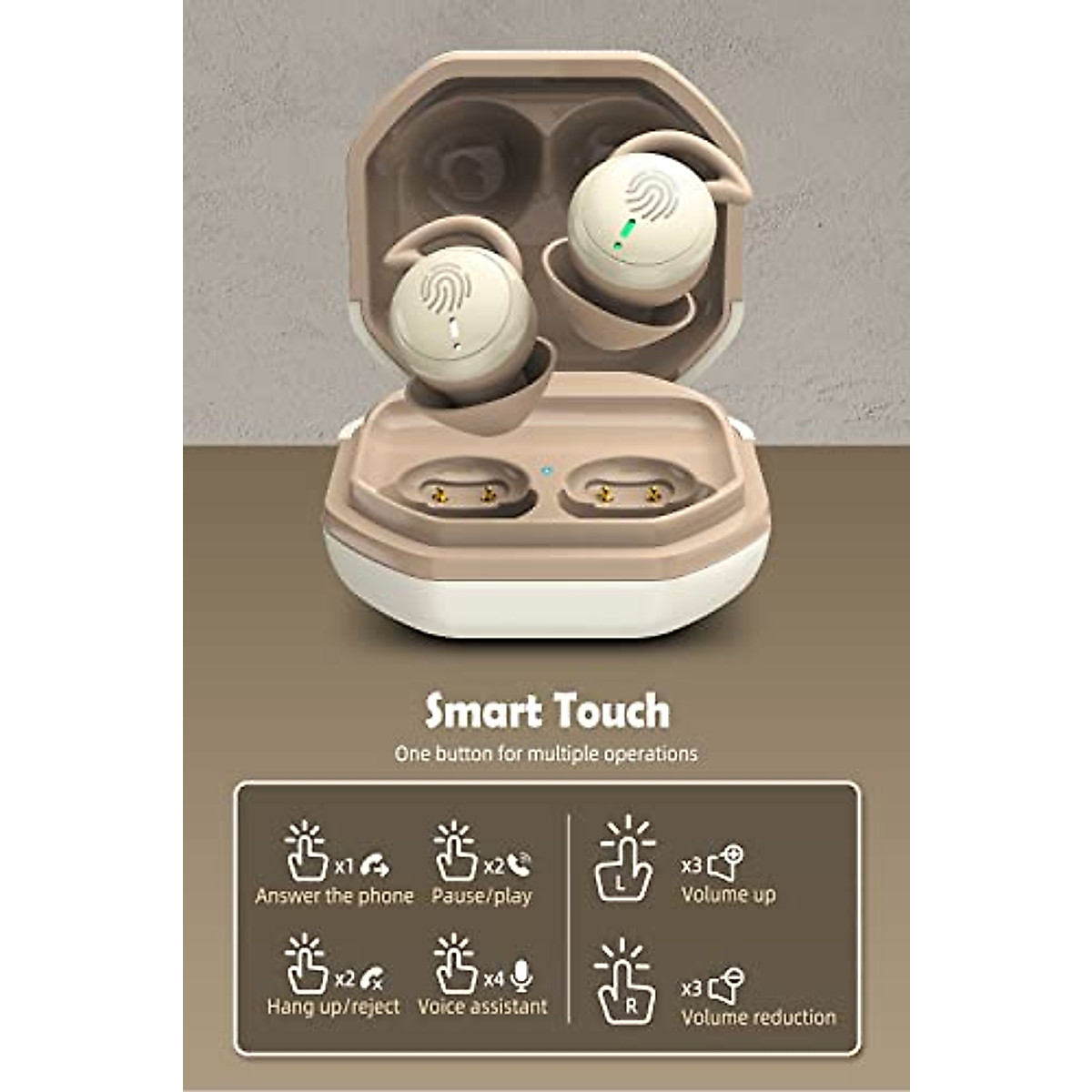 ATHRZ Sleep Invisible Earbuds Smallest Mini Wireless Bluetooth Earpiece Phone Discreet Earbud for Small Ears, Work, Sleep On Side, Women, Kids (Nude)