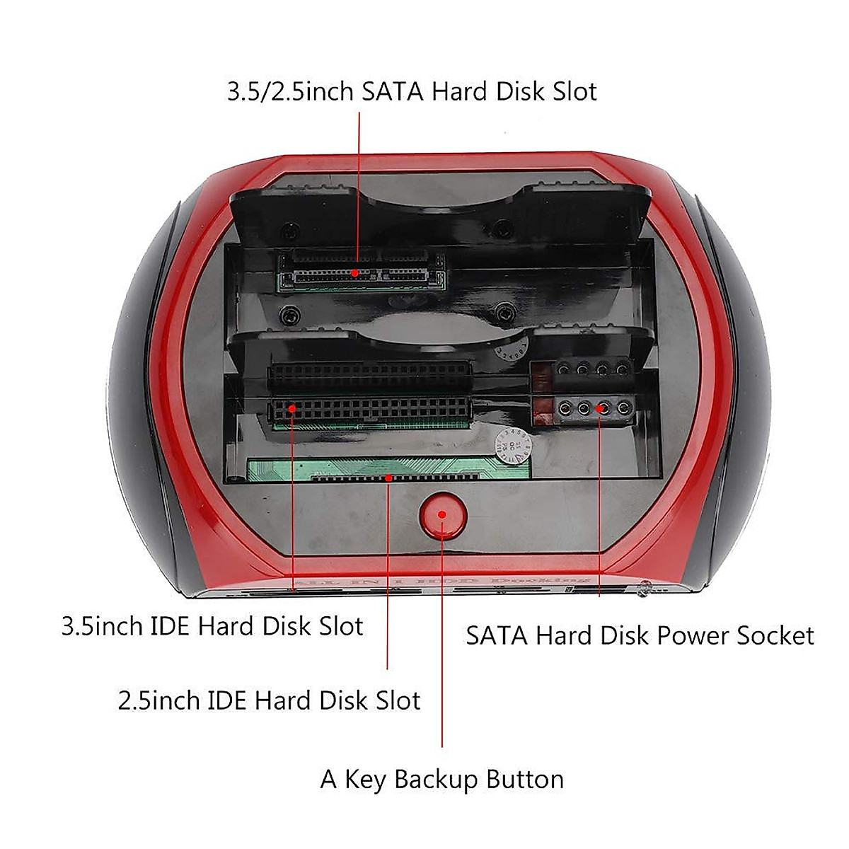 Linel Hard Drive Docking Station-2.5 /3.5 Inch SATA IDE HDD Dual Slots Hard Drive Enclosure Hard Drive Dock with All in One Hard Drive Reader USB 2.0 Hub Us Plug
