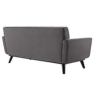 Modway Engage Channel Tufted Performance Velvet Loveseat in Gray