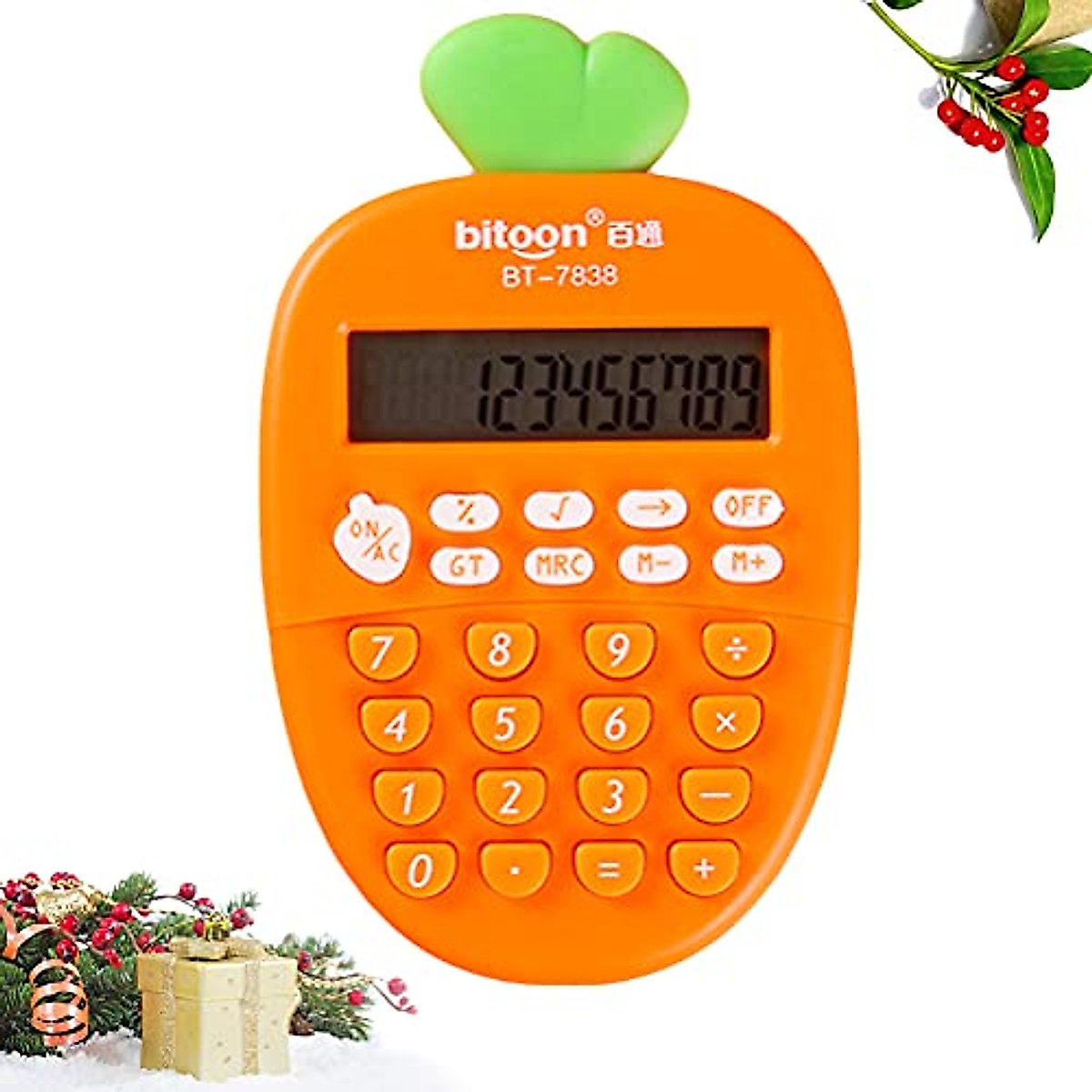 DOITOOL Carrot Shape Electronic Calculator Portable 12- Digit Calculator Office Stationery for Deli Financial Office (Orange) Practical Tool