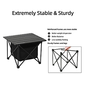ROCK CLOUD Portable Camping Table Ultralight Aluminum Camp Table Folding Compact Beach Table with Storage Bag for Camping Hiking Backpacking Outdoor Picnic(Reinforced frame-Small)