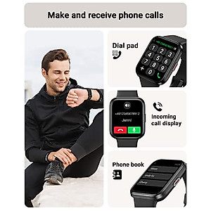 Smart Watch for Men Women(Call Receive/Dial), Alexa Built-in, 1.7" Touch Screen Fitness Tracker with Heart Rate Sleep Tracking, 60 Sports Modes, 5ATM Waterproof Smartwatch for Android iPhone, Black