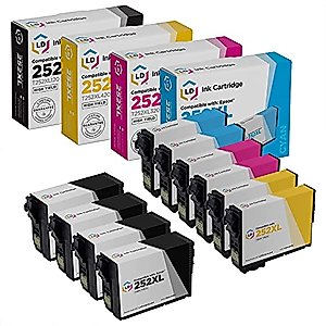 LD Products Replacements for Epson 252XL Ink Cartridges Combo Pack (4 Black, 2 Cyan, 2 Magenta, 2 Yellow) High Yield 10-Pack Bundle for use in Workforce WF-3620, WF-2640, WF-7110, WF-7610, WF-7620