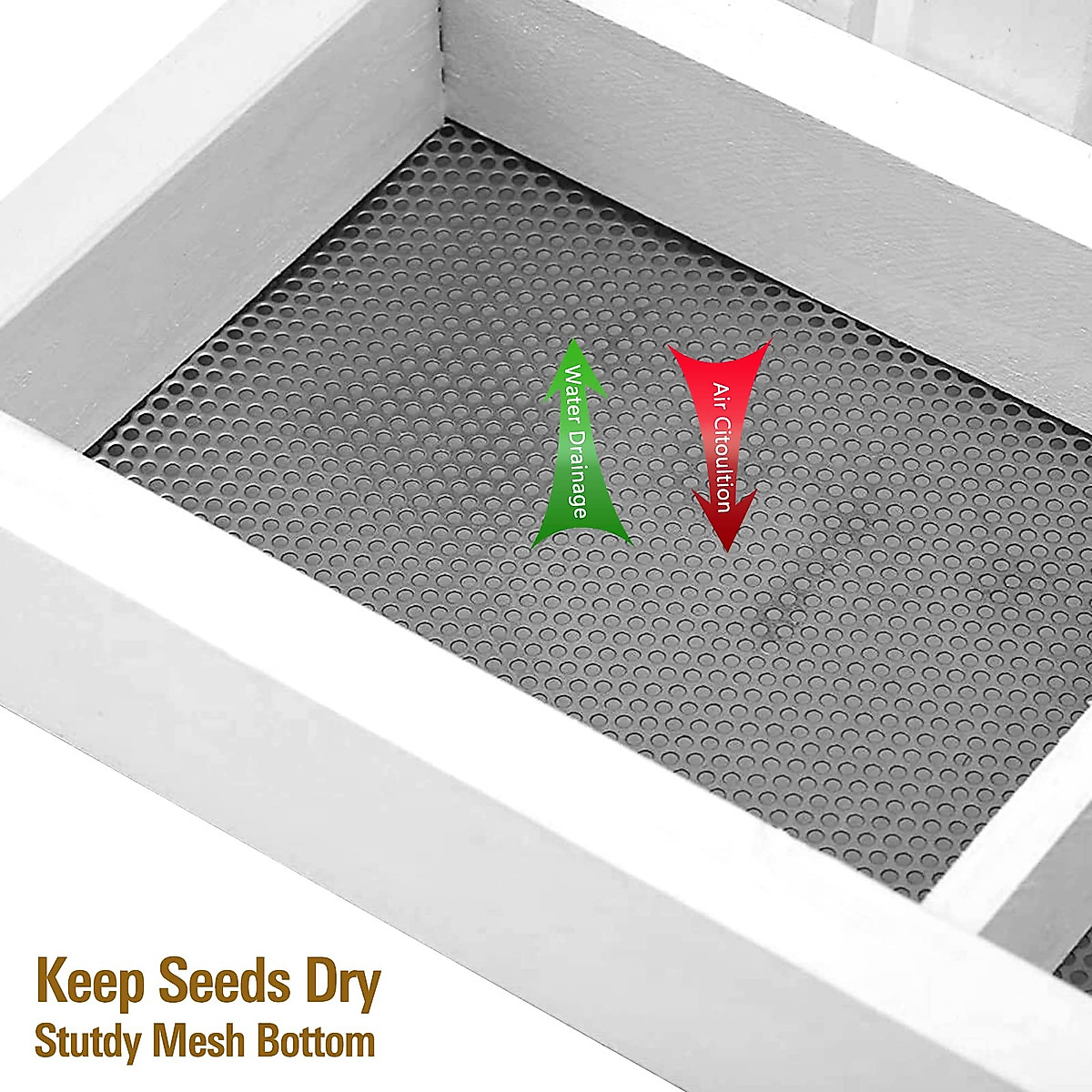 Solution4Patio White Swing Wild Bird Feeder for Outside, Metal Mesh Bottom, Cute Bench Bird Feeder or Squirrel Feeder for Yard, Porch Decoration, Large Capacity, Easy to Fill & Clean, #8455