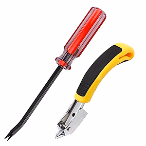 Staple Remover, Upholstery Staple Remover, Upholstery Tools Tack Lifter with Double Pronged Head Nail for All Kinds of Staples for Furniture, Yellow