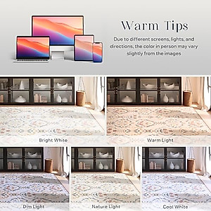 Phantoscope Hallway Runner Rug 2'x10', Washable Non-Slip Boho Rug Runner with Rubber Backing, Ultra-Thin Classic Floral Painting Stair Runner for Kitchen Entryway Bathroom Stairway, Beige Pink/Floral