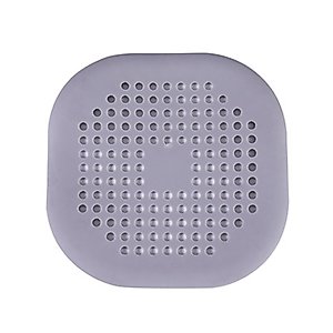 Generic Drain Hair Catcher Square Silicone Trap Shower Drain Cover with Suction Cups for Bathroom Bathtub Kitchen Filter Flat Strainer 2 Pack Mesh Strainers for Sink (Grey, One Size), Gray, cAKCoHS1y