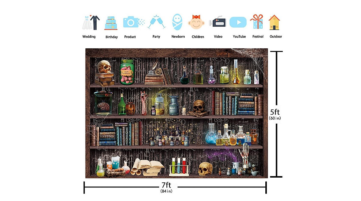 Spooky Mad Scientist Laboratory Backdrop for Kids Halloween