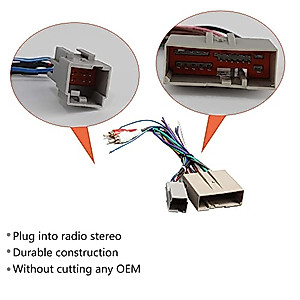 NuIth Car Radio Stereo Wire Harness Connector Antenna Adapter for Ford 2006-2012, Lincoln 2006-2010, Mercury 2006-2009 Fit OEM Radio Amplifier Wiring Harness RCA Adaptor Plug Installation
