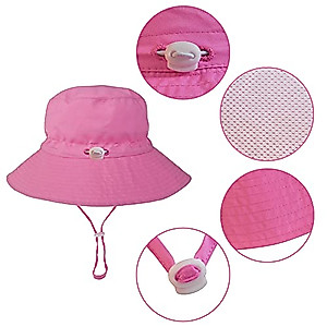 Baby Sun Hat Toddler UPF 50+ Summer Sun Protection Wide Brim Bucket Hat Baby Girl Beach Hat Boy Kids Adjustable Cap(Pink, XS)