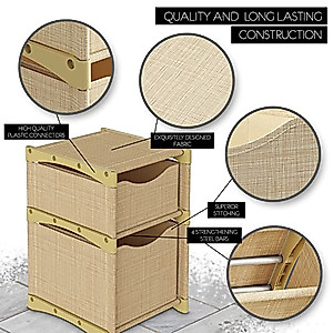 Closet Organizer and Storage Unit. Includes 8 Fabric Storage Bins. DIY Organizer Shelf For Clothes, Toys, Underhanging Closet Storage. Used in Closet, Hallway and Bedroom. (Beige)