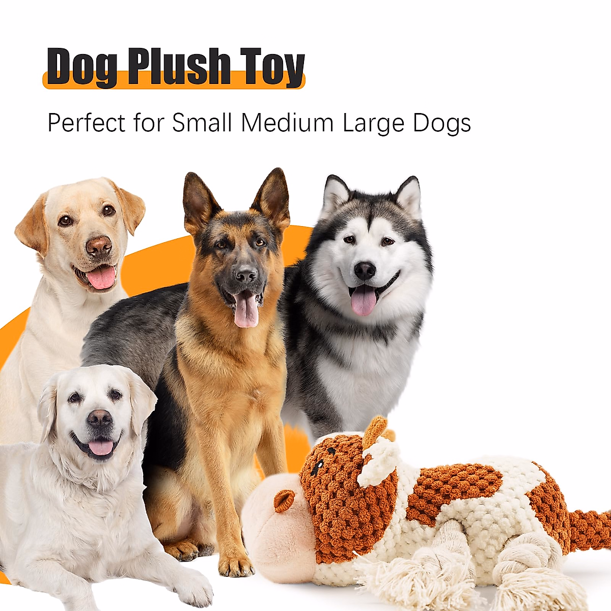 Dog Squeak Toy - Dog Toys for Aggressive Chewers, Dog Plush Toy for Large Dogs (Brown and White)