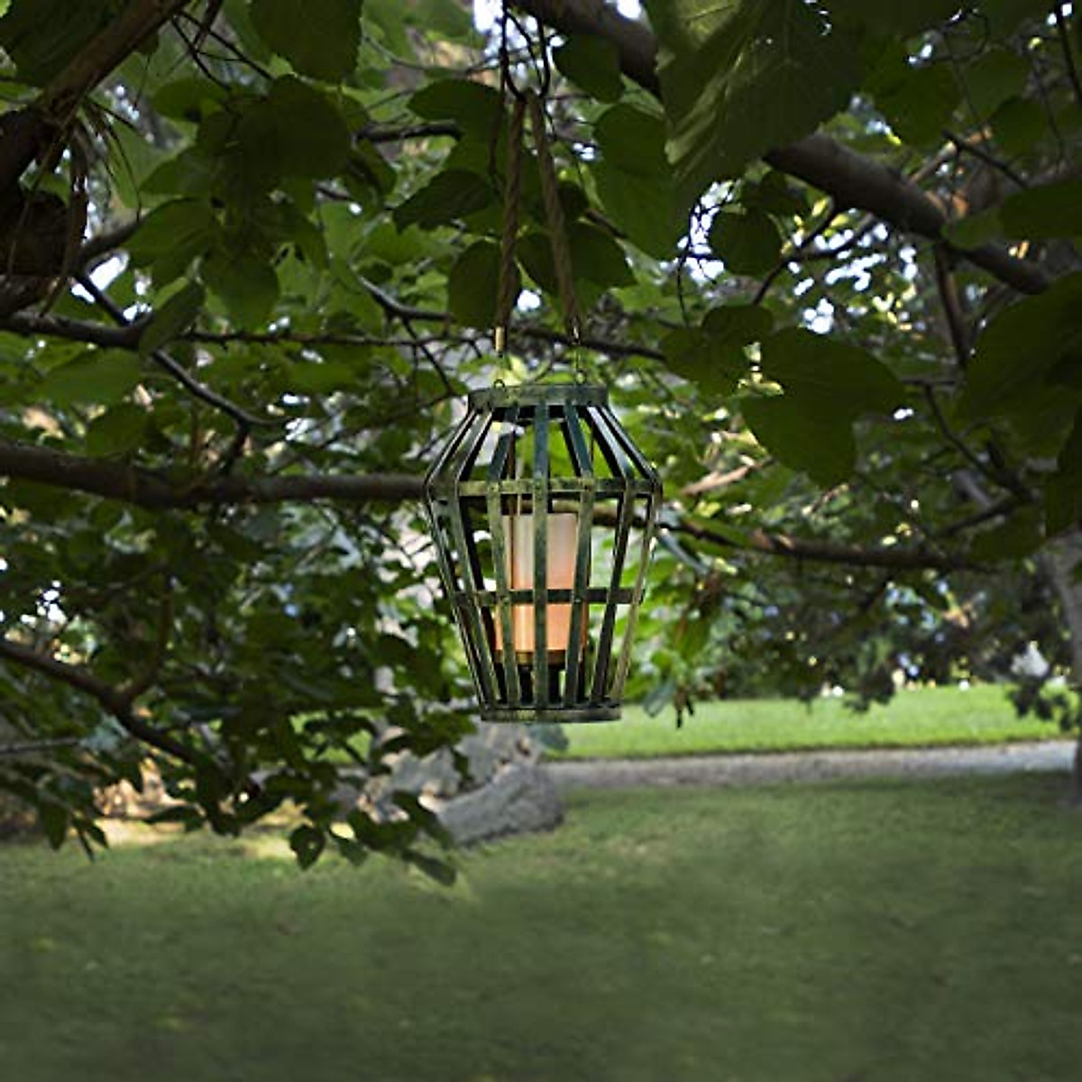 Alpine Corporation QLP1354SLR-HH-TM Alpine Metal Solar Lantern, Weathered Grey
