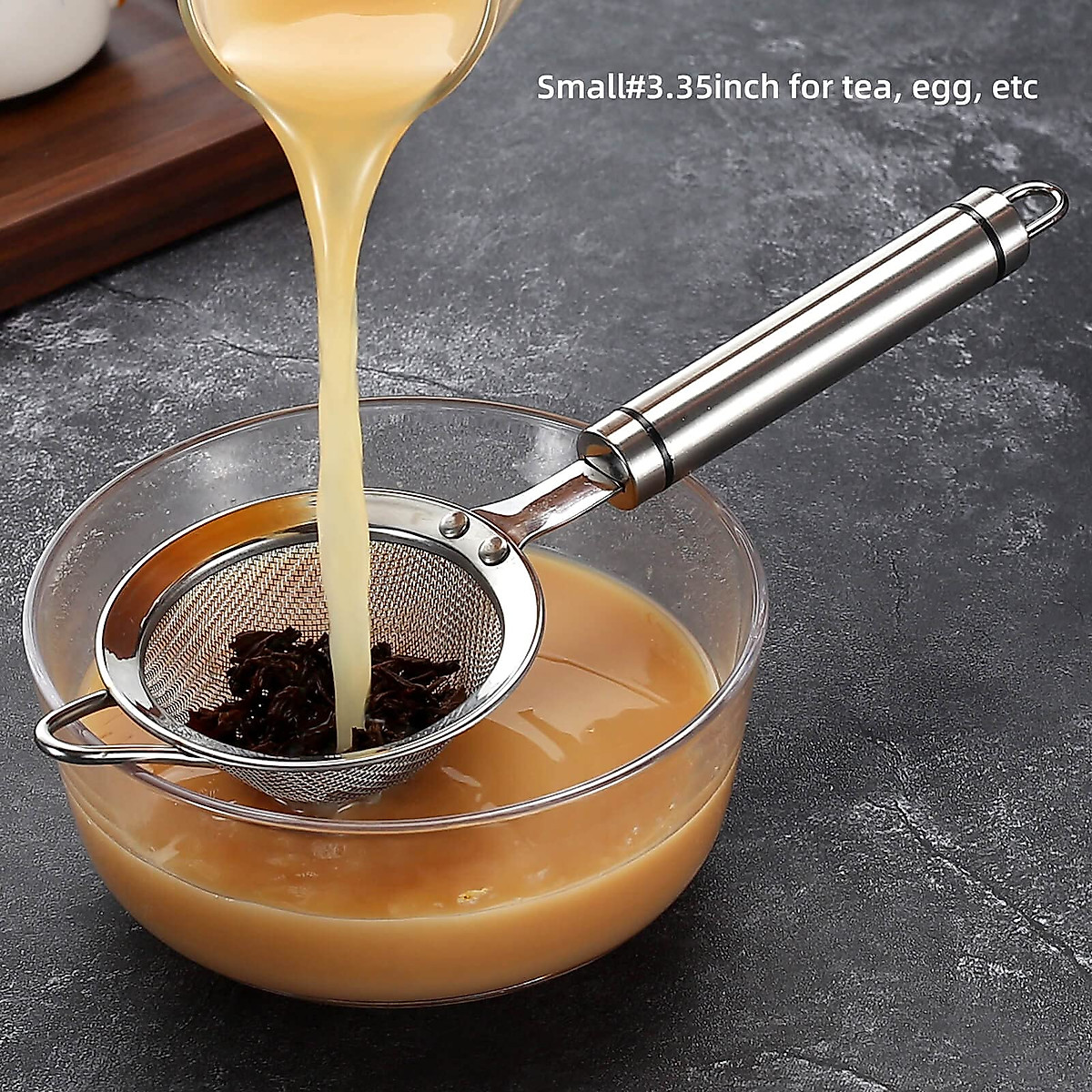 SUNWUKIN 304 Stainless Steel Fine Mesh Strainers for Kitchen, Colander-Skimmer with Handle, Sieve Sifters for Food, Tea, Rice, Oil, Noodles, Fruits, Vegetable