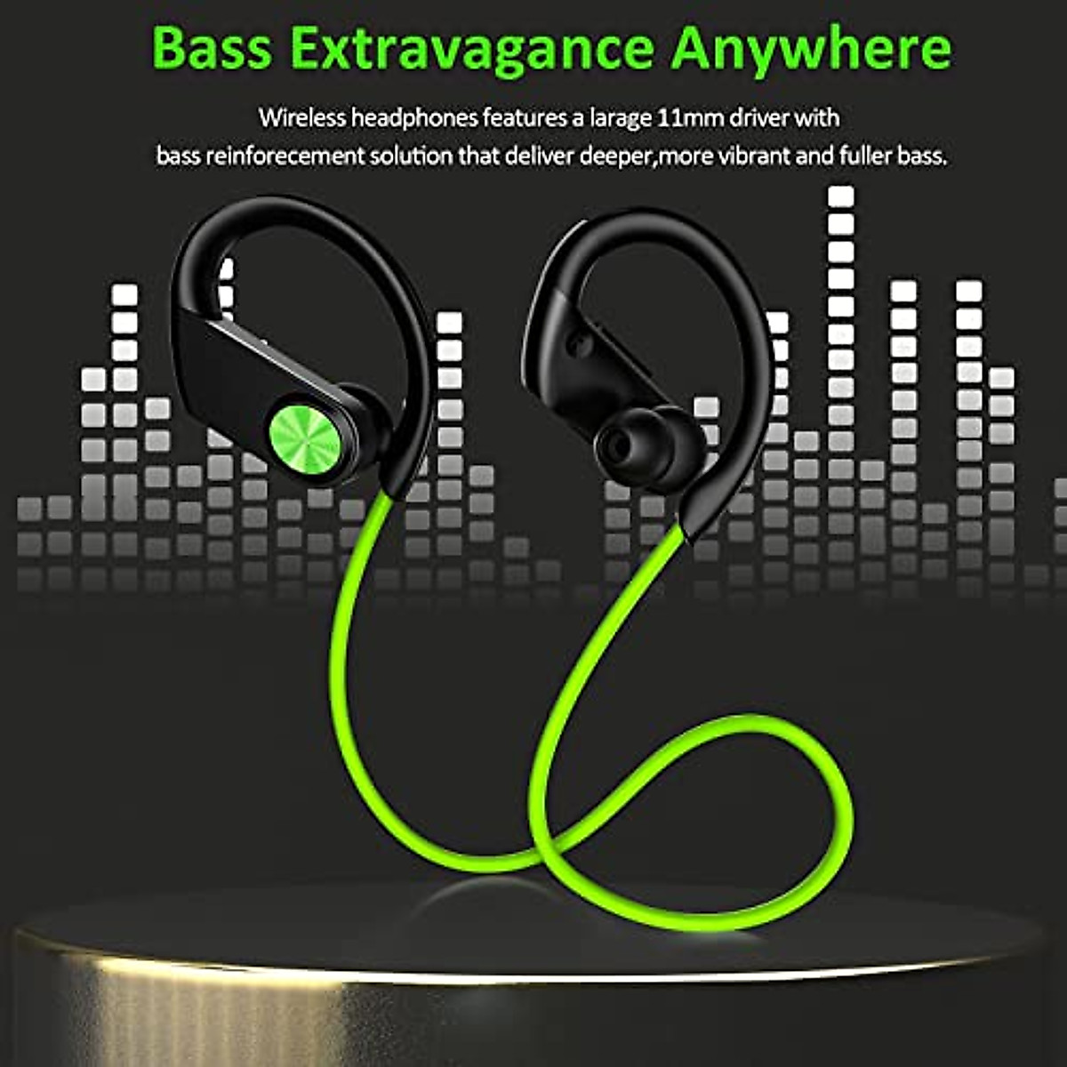 ZZN Bluetooth Running Headphones, Wireless Waterproof IPX7 Earbuds with Earhooks,Sport Earbuds in Ear,16H Playtime Sweatproof Headphones for Gym Running Workout, Comfortable Ear Hook