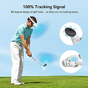 AMVR Golf Club Attachment Compatible with Meta/Oculus Quest 3S/Quest 3, Non-Slip VR Golf Handle Grip for Golf +, 80 Degree Design Keep Tracking （for Right Controller, Not for Charging Dock Battery）