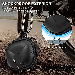 Fintie Carrying Case for AirPods 3rd Generation (2021) - Protective Hard EVA Shockproof Storage Portable Travel Cover Bag with Carabiner Compatible with AirPods 2 / Airpods 1, Black
