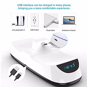 PS5 Controller Charger, Dual USB PS5 Controller Charging Station, for Playstation 5 Console DualSense PS5 Controllers. (Pearl White)