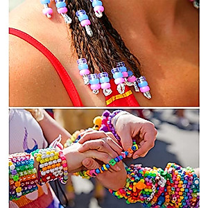 MIIIM 1000PCS 6x9mm Pony Beads Bulk, 5 Styles Blue Pony Beads for Bracelets Making Kit, Kandi Beads, Hair Beads for Braids, Craft Beads for Jewelry Making (Blue)