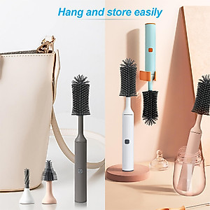 winforhour Electric Baby Bottle Brush with Electric Bottle Cleaner Set and Straw Brush,Suitable for Kitchen Brush and Baby Bottles,USB Rechargeable(Grey)